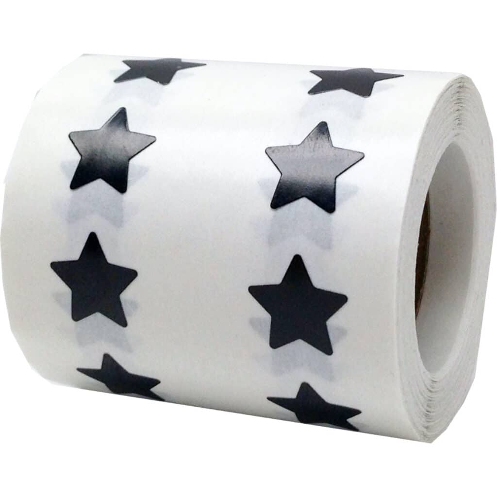 Small Black Star Stickers | 1/2" Star Shape | InStockLabels.com