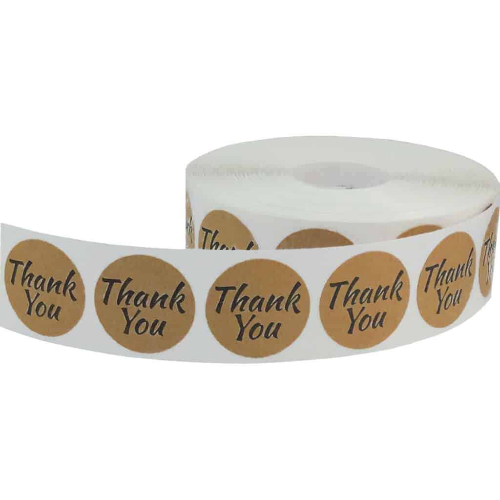 Round Thank You Labels | Natural Kraft | InStockLabels.com