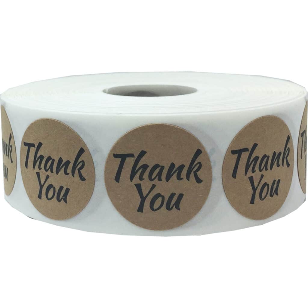 Round Thank You Labels | Natural Kraft | InStockLabels.com