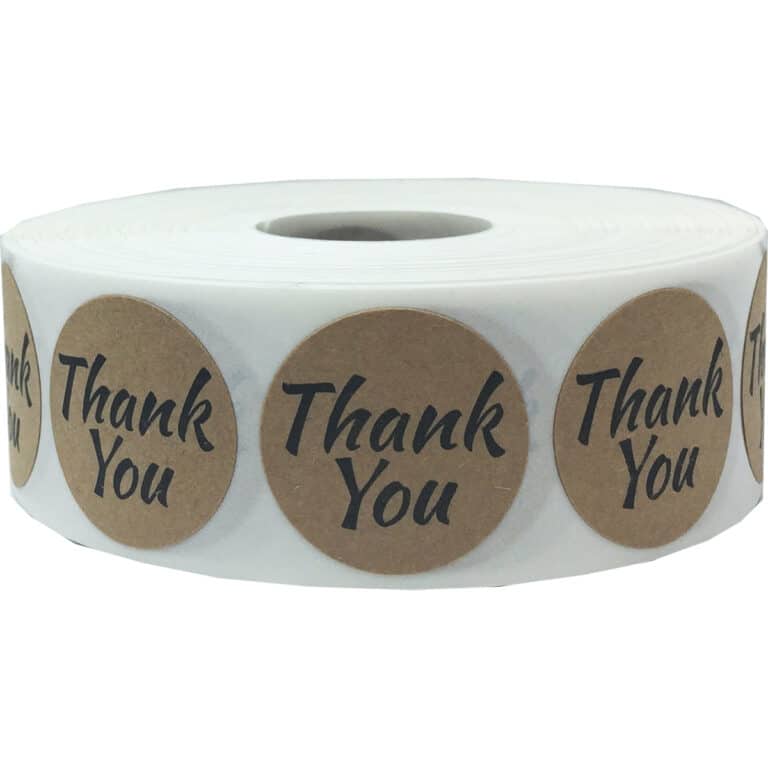 Round Thank You Labels | Natural Kraft | InStockLabels.com