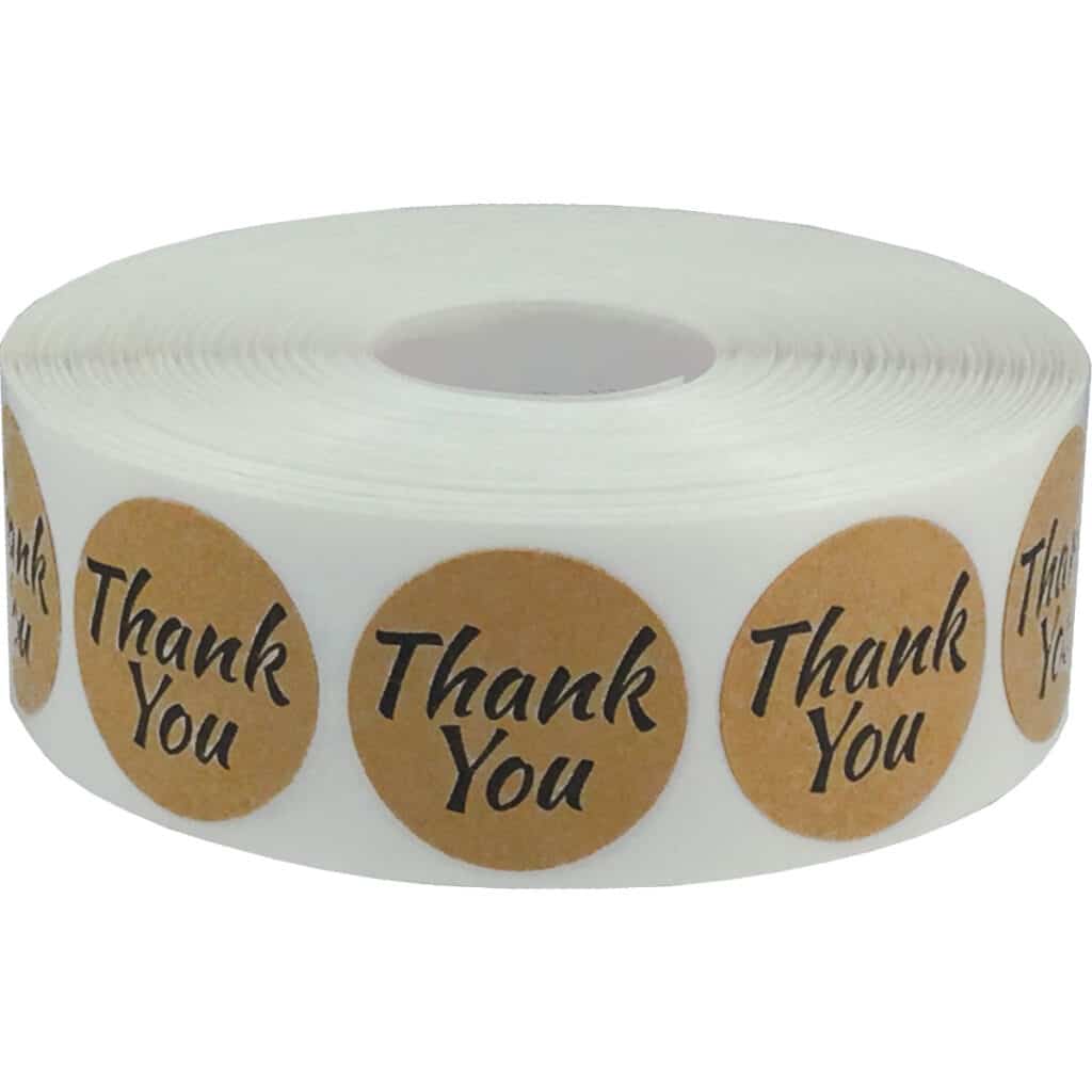Round Thank You Labels | Natural Kraft | InStockLabels.com