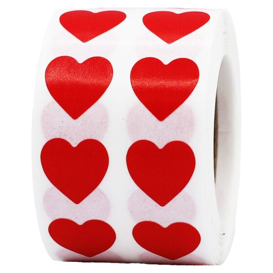 Small Red Heart Stickers 1/2" Round | 1,000/Rolll | InStockLabels.com