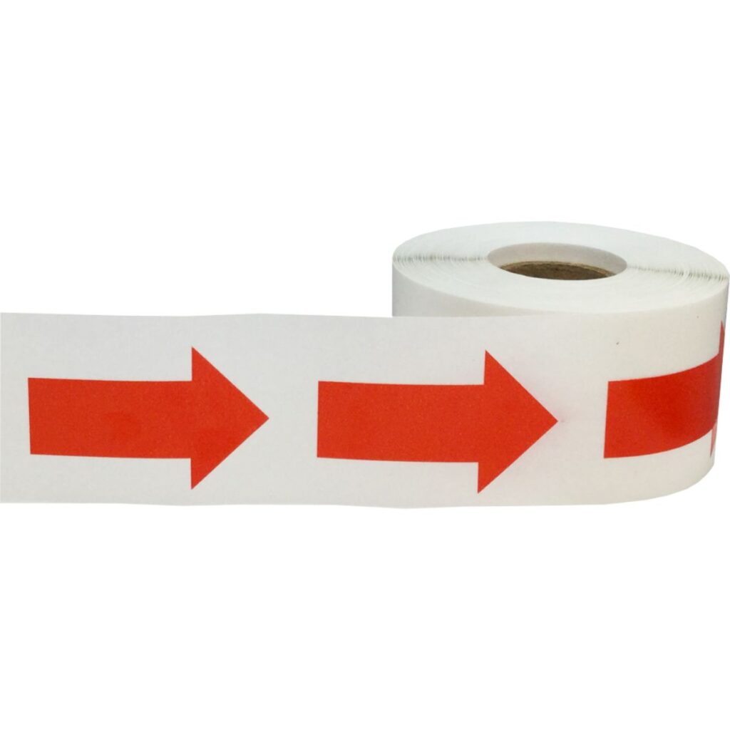 Red Arrow Shaped Stickers 2" | InStockLabels.com