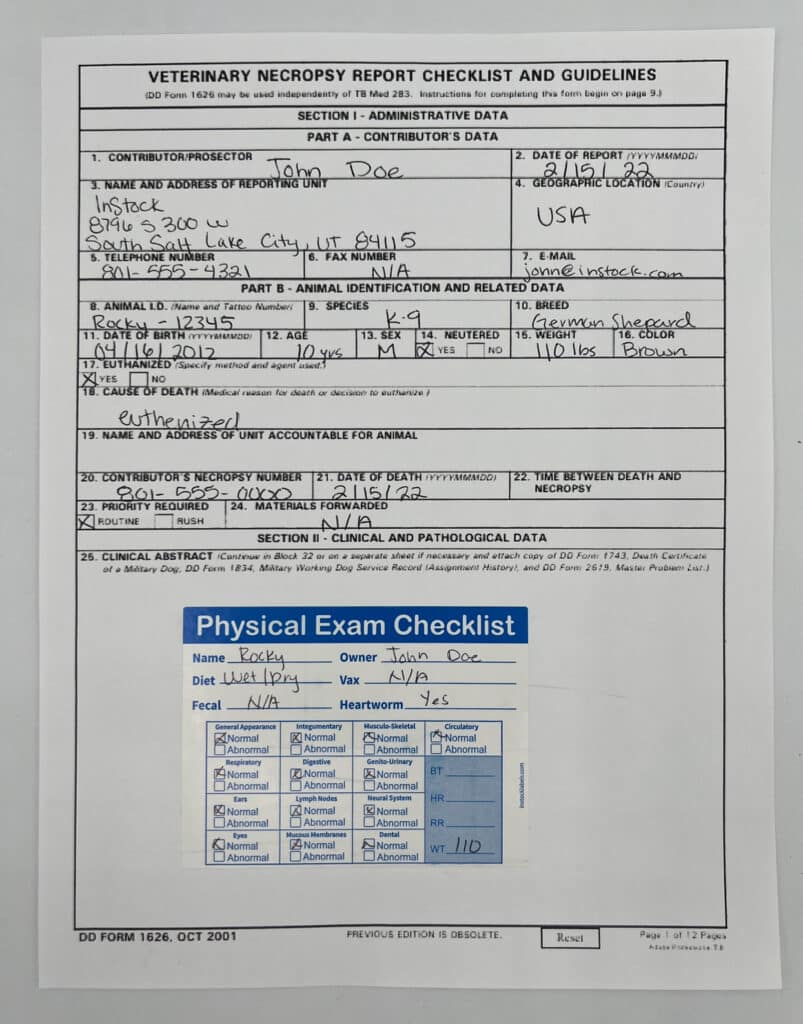 Pet Physical Exam Checklist Veterinarian Labels - InStockLabels.com